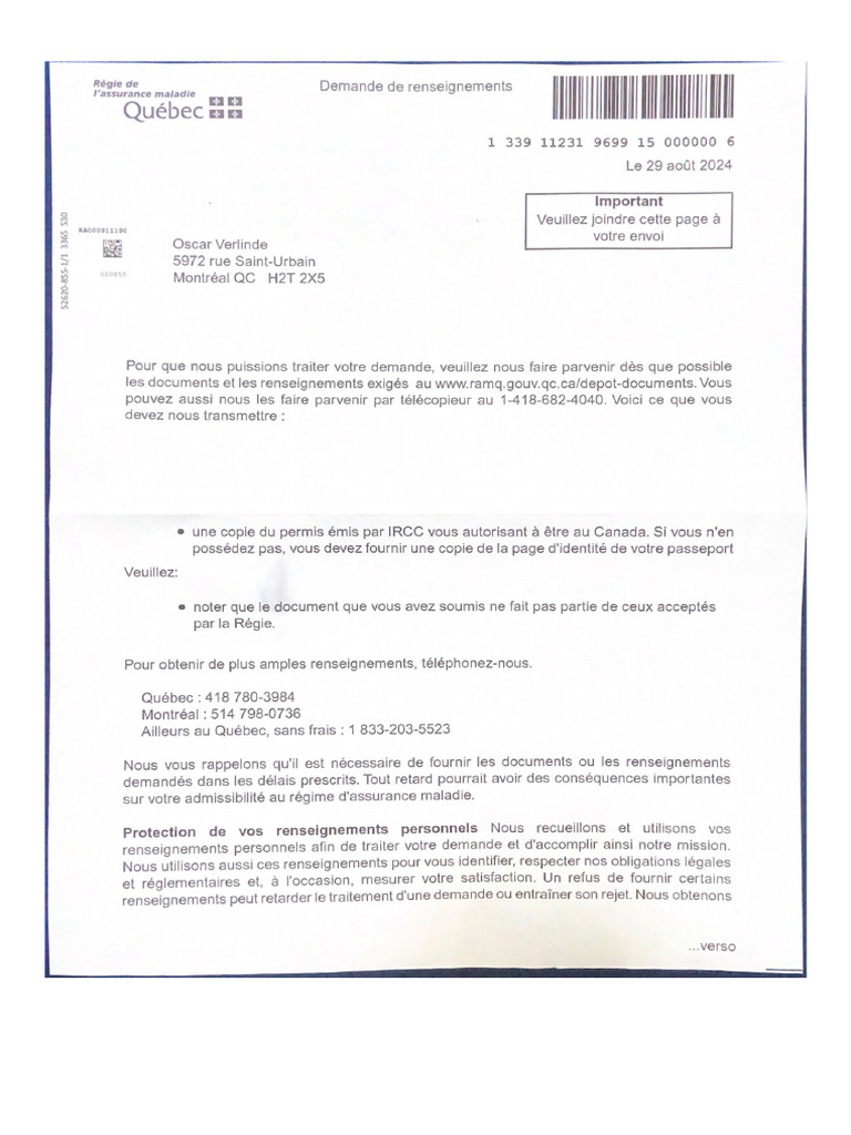 Lettre Demande Info RAMQ | PDF