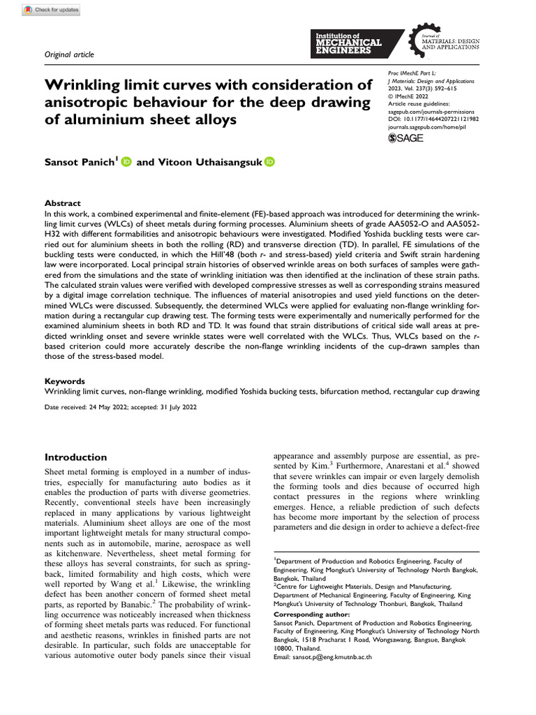 Wrinkling Limit Curves With Consideration of Anisotropic Behaviour For The Deep Drawing of ...