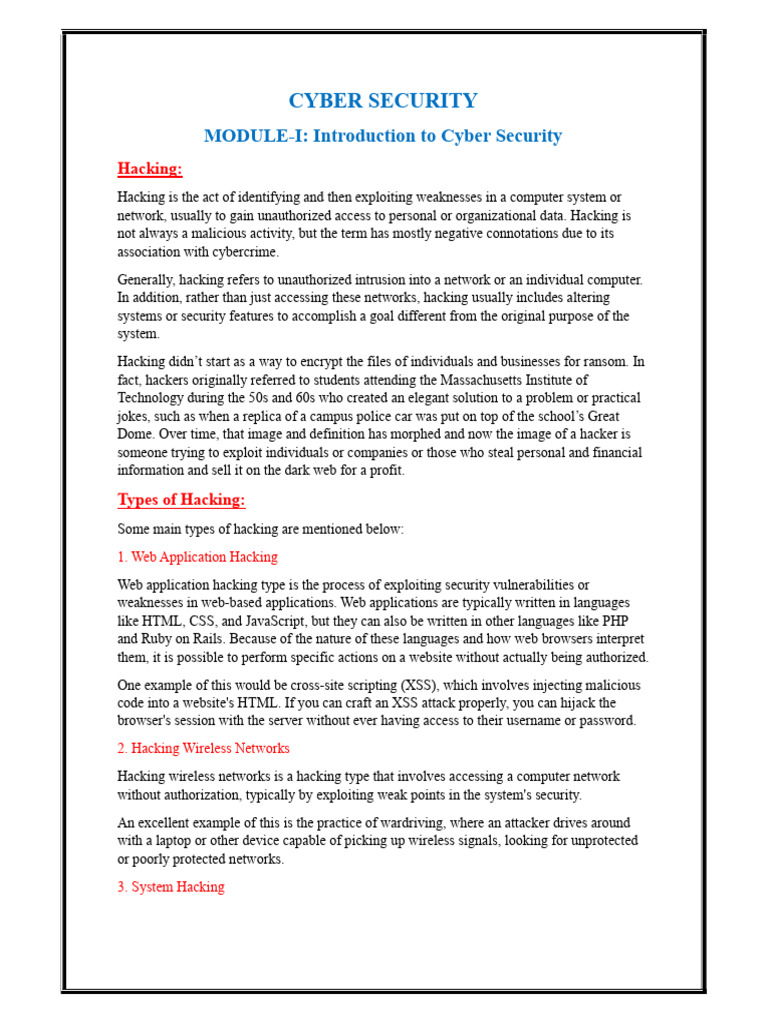 MODULE 1 | PDF | Security | Computer Security