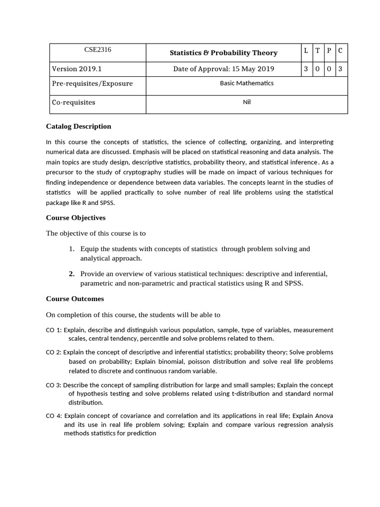 Statitiscal Probaility Concepts | PDF | Statistics | Probability Distribution