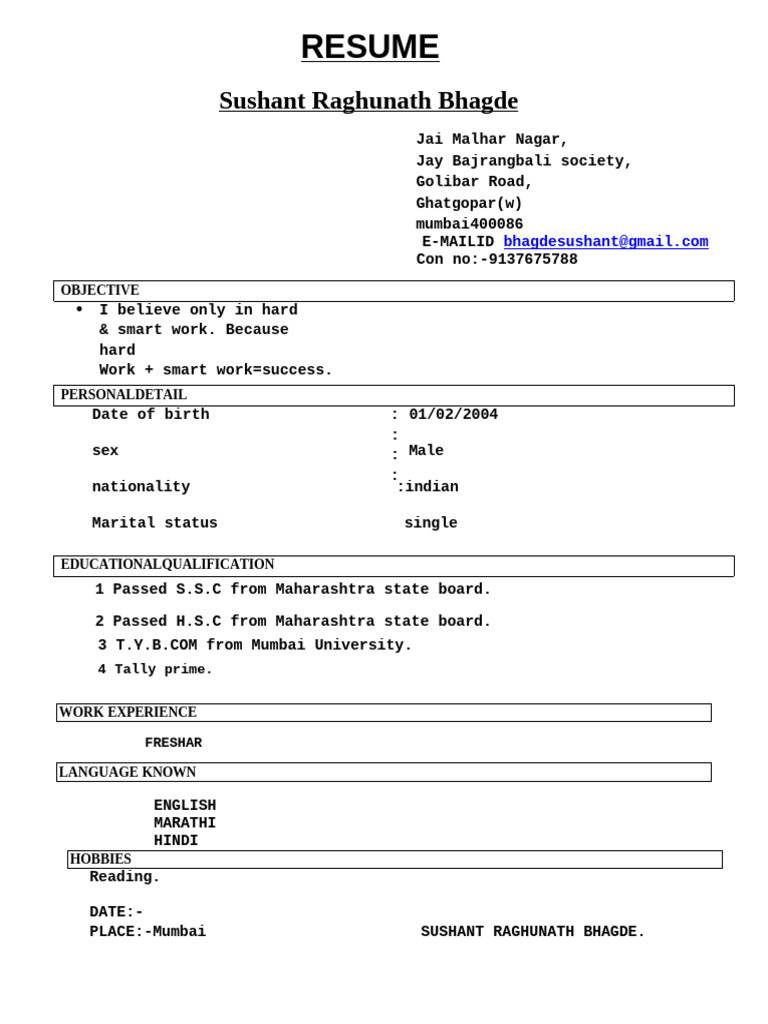 Sushant Resume (2) | PDF