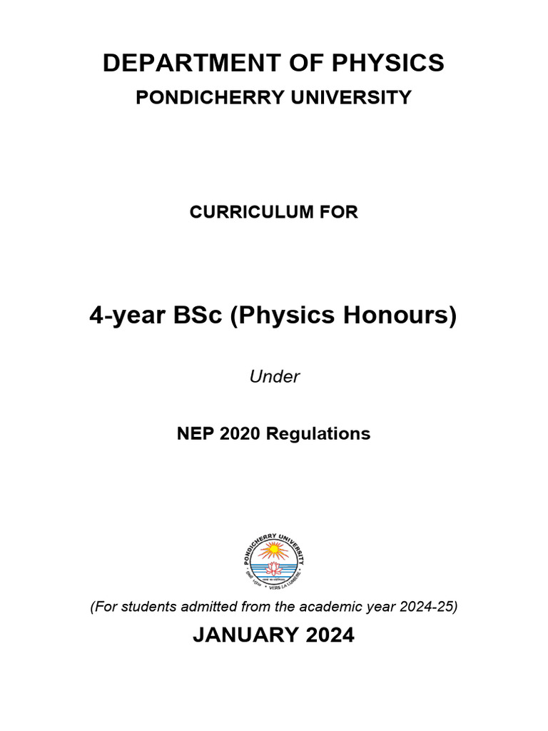 Syllabus BSC PhysicsHonours 2024 | PDF | Entropy | Second Law Of ...
