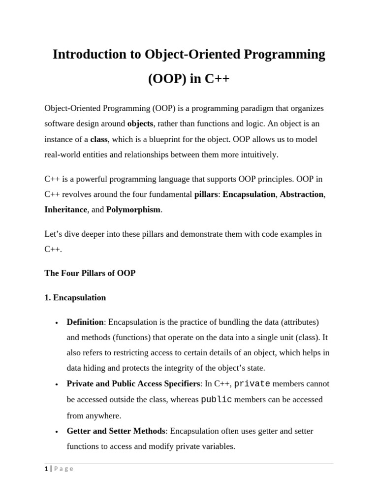OOP Principles in C++ Explained | PDF | Inheritance (Object Oriented ...