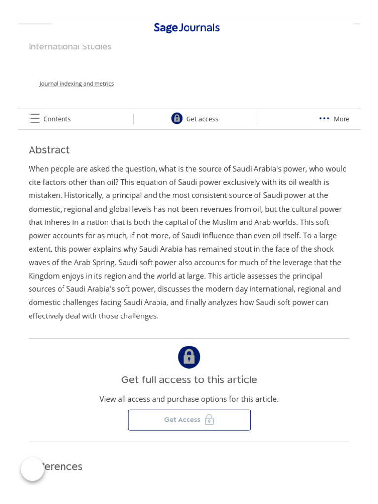 Saudi Arabia’s Soft Power - Giulio Gallarotti, Isam Yahia Al-Filali, 2012 | PDF | Saudi Arabia ...