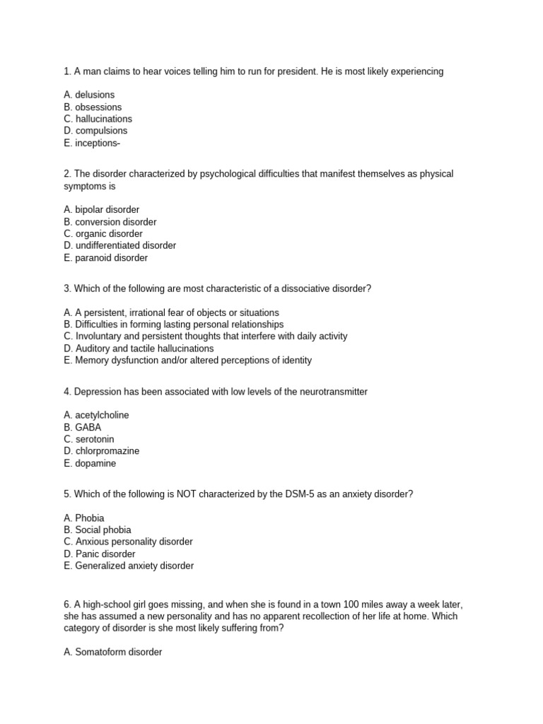 Key Concepts in AP Psychology Disorders | PDF | Mental Disorder ...