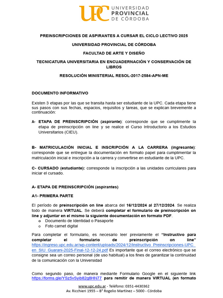 Documento Informativo FAD T.U. en Encuadernacion y Conservacion de Libros | PDF