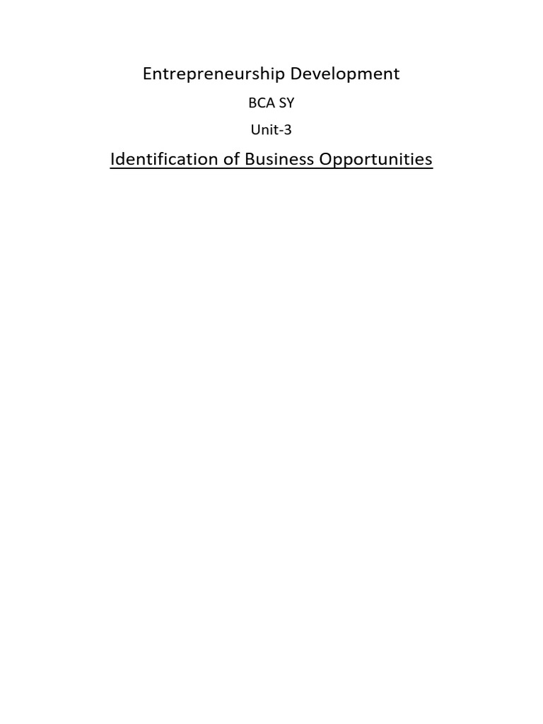 3 - BCA-SY Entrepreneurship Development - Unit 3 - Identification of ...