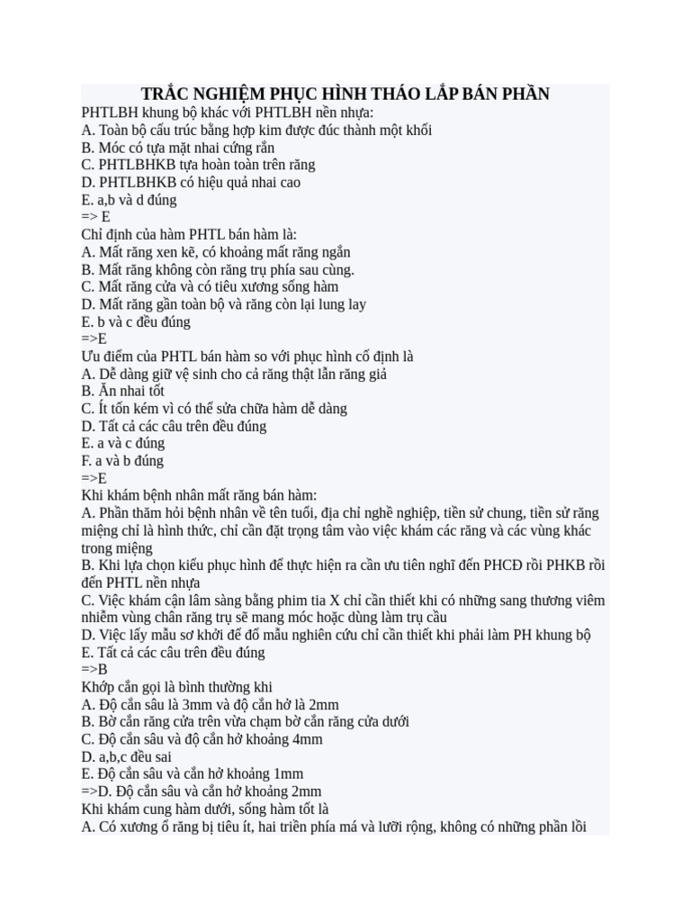 (123doc) - Trac-Nghiem-Phuc-Hinh-Thao-Lap-Ban-Phan-Co-Dap-An | PDF