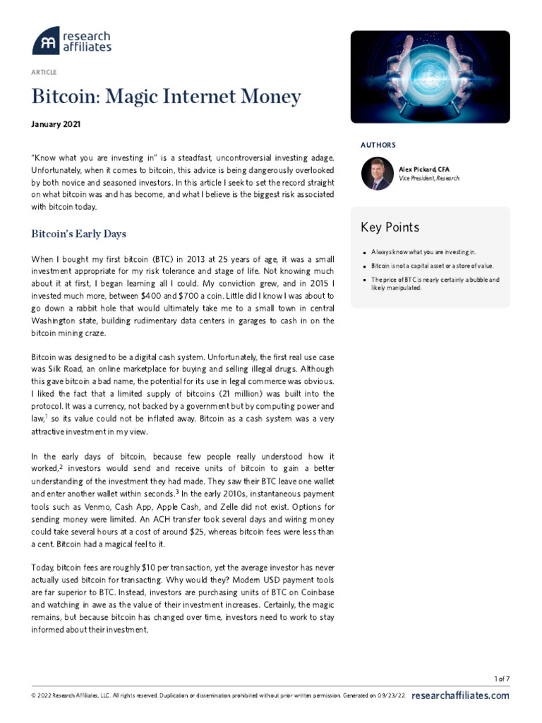 820 Bitcoin Magic Internet Money | PDF | Bitcoin | Investing