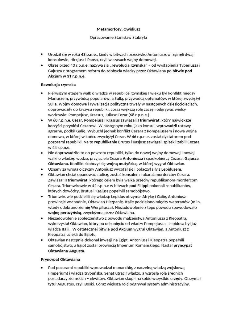 Metamorfozy - Owidiusz | PDF