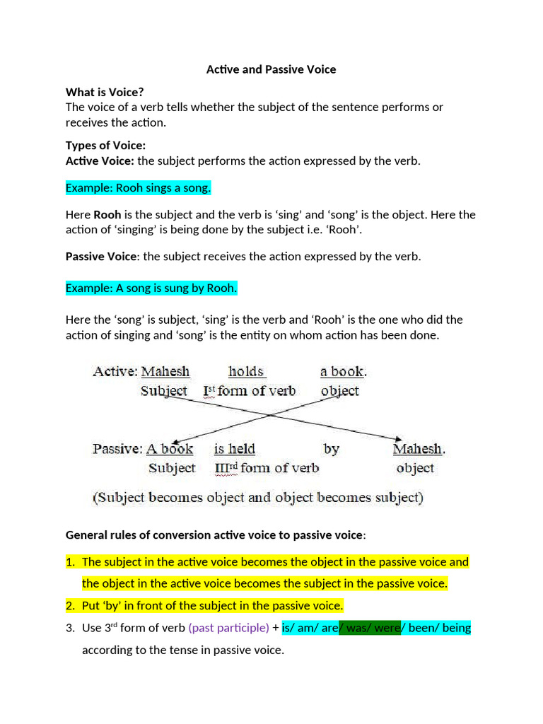 Active-and-Passive-Voice Rules... | PDF | Verb | Perfect (Grammar)