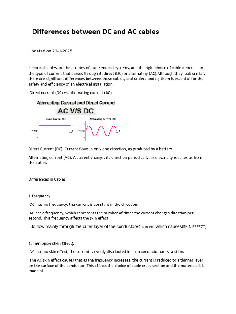 AC vs DC Cable Differences Explained | PDF | Alternating Current ...