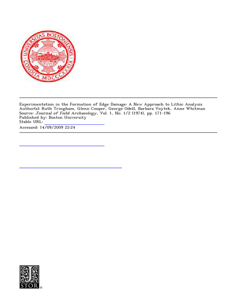 Tringham Et Al | PDF | Artifact (Archaeology) | Archaeology