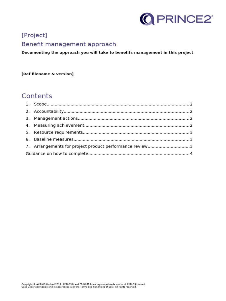 PRINCE2 2017 Benefit Management Approach | PDF | Project Management ...