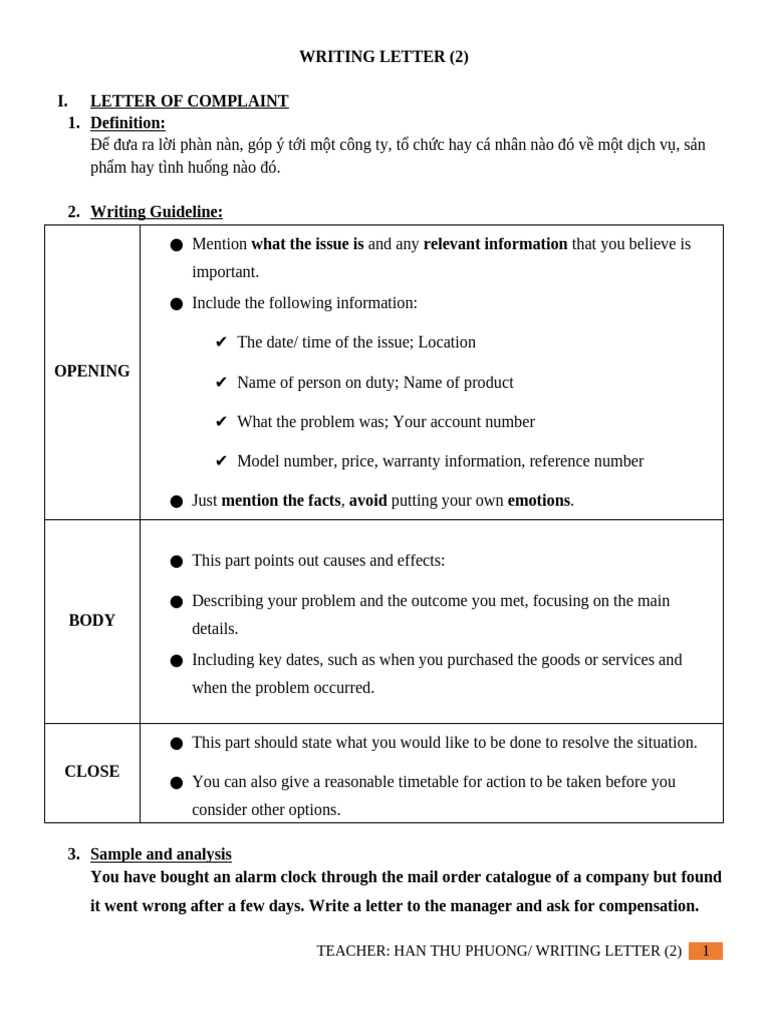 WRITING LETTER 2 Complaint-2 | PDF
