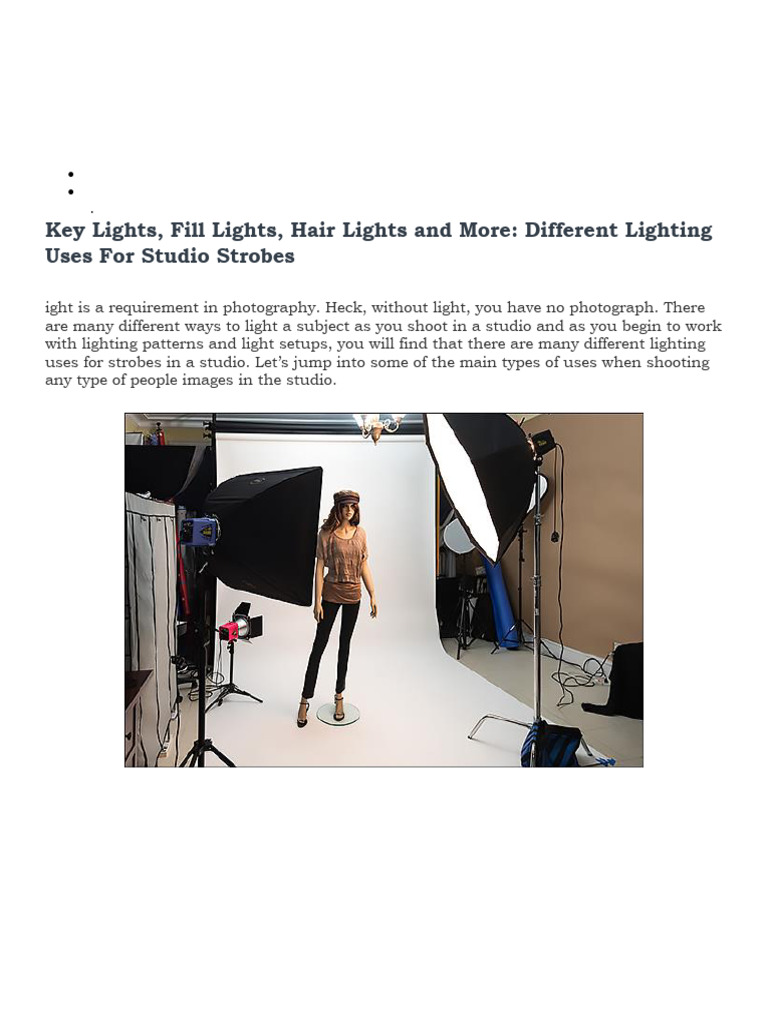 Lesson 4 Set Up Studio Lights Equipment and Accessories | PDF | Light ...