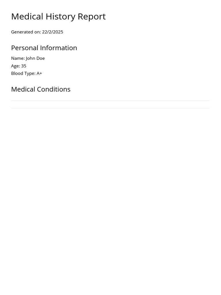 Medical History | PDF