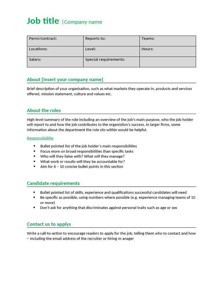 Job Listing Template Guide | PDF
