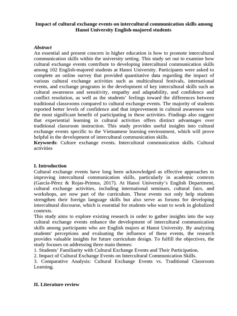 Cultural Exchange and Communication Skills | PDF | Cross Cultural ...