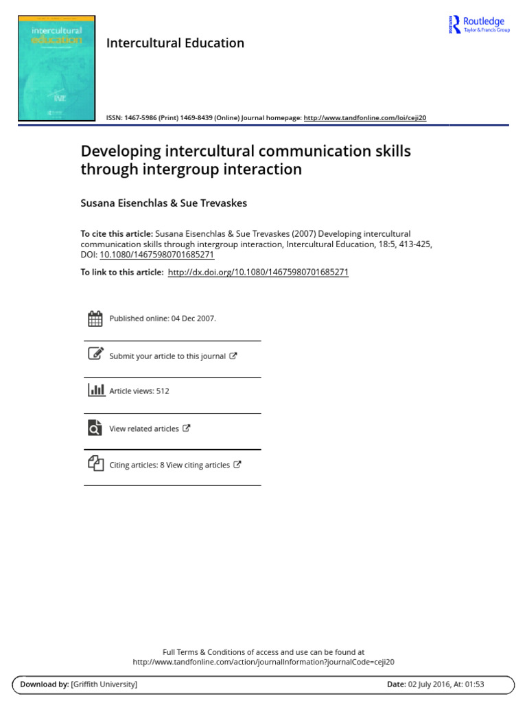 Developing_intercultural_communication_s | PDF | Cross Cultural Communication | Communication