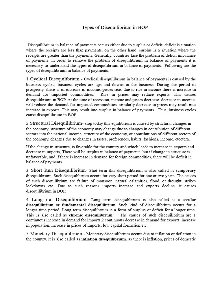 Understanding BOP Disequilibrium | PDF | Economic Equilibrium | Balance ...