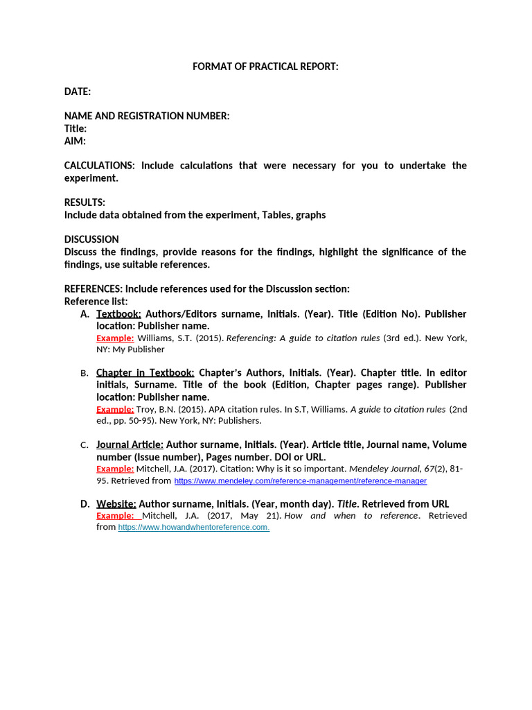 General Format of Practical Report 2023 | PDF