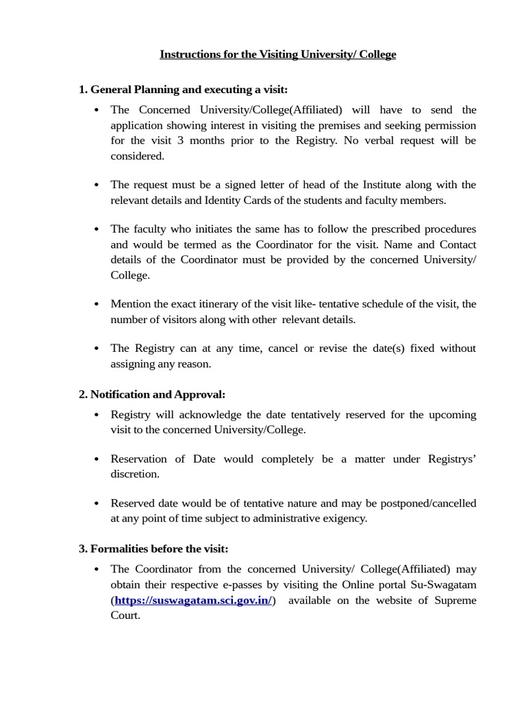 Instructions For The Visiting Team | PDF | Identity Document