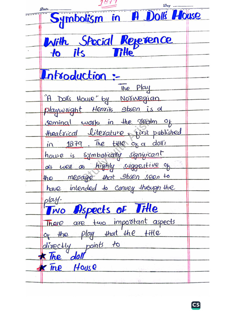 Symbolism in A Doll's House | PDF