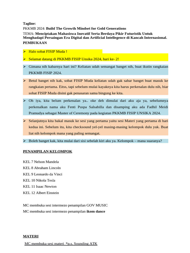 Contoh Teks MC | PDF