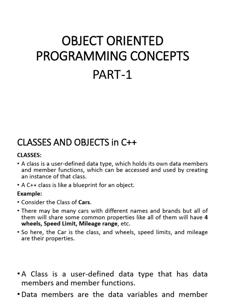 C++ Object-Oriented Programming Basics | PDF | Class (Computer ...