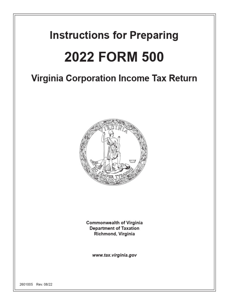 Virginia Form 500 Instructions 2022 | PDF | Income Tax In The United ...