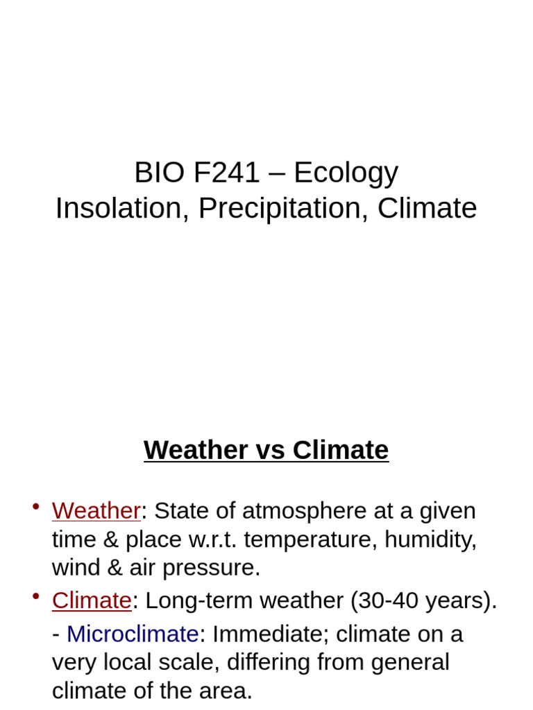 Lec - 2 - Insolation, Precip, Climate | PDF | Climate | Rain