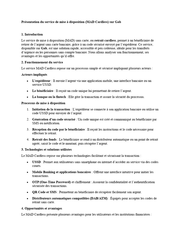Retrait Cardless : Service MAD sur Gab | PDF | Guichet automatique ...