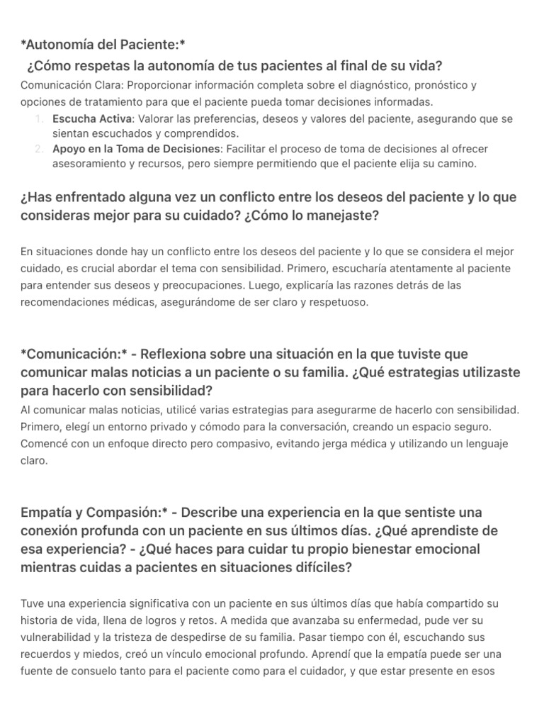Autonomía del Paciente- | PDF | Cuidados paliativos | Empatía