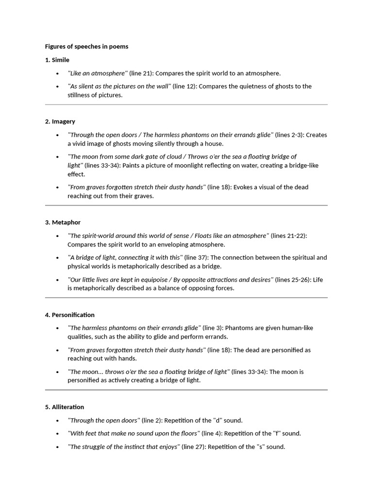 Figures of Speeches in Poems | PDF | Metaphor | Poetry