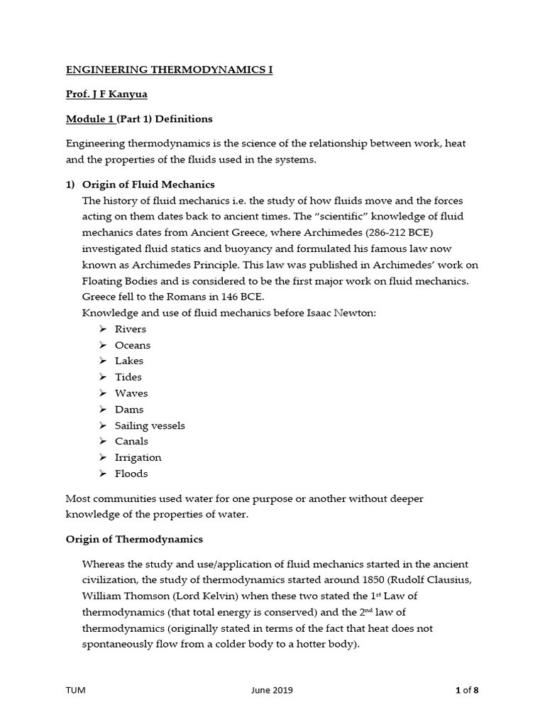 Module 1 Part 1 ENGINEERING THERMODYNAMICS I | PDF | Gases | Liquids
