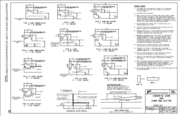 TxDOT Concrete Curb Standards | PDF | Concrete | Sidewalk