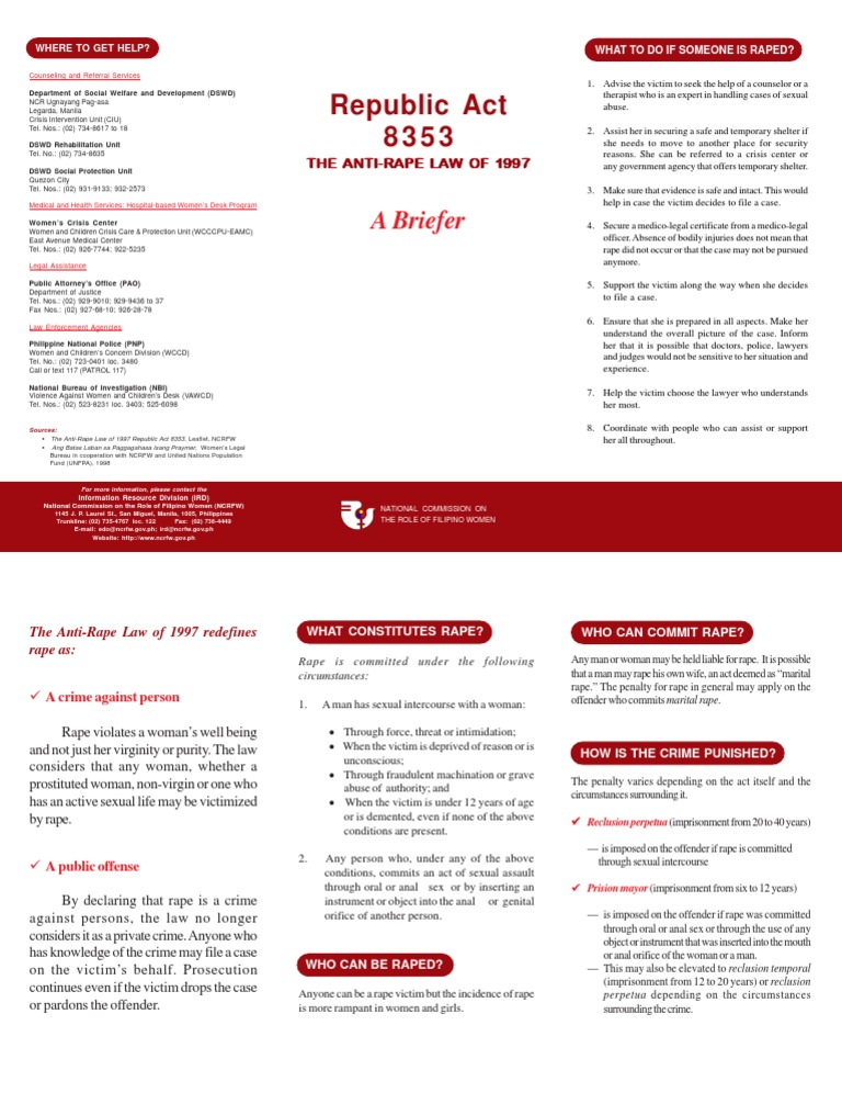 Ra 8353 Briefer | Rape | Sexual Intercourse