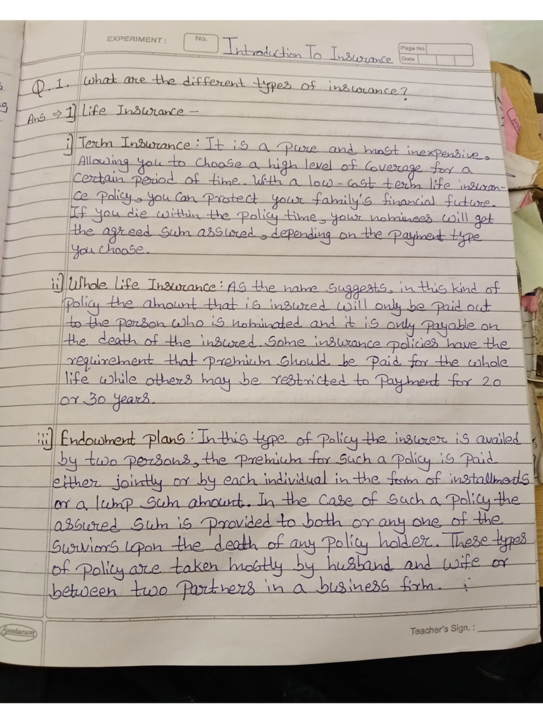 Introduction To Insurance Assignment | PDF