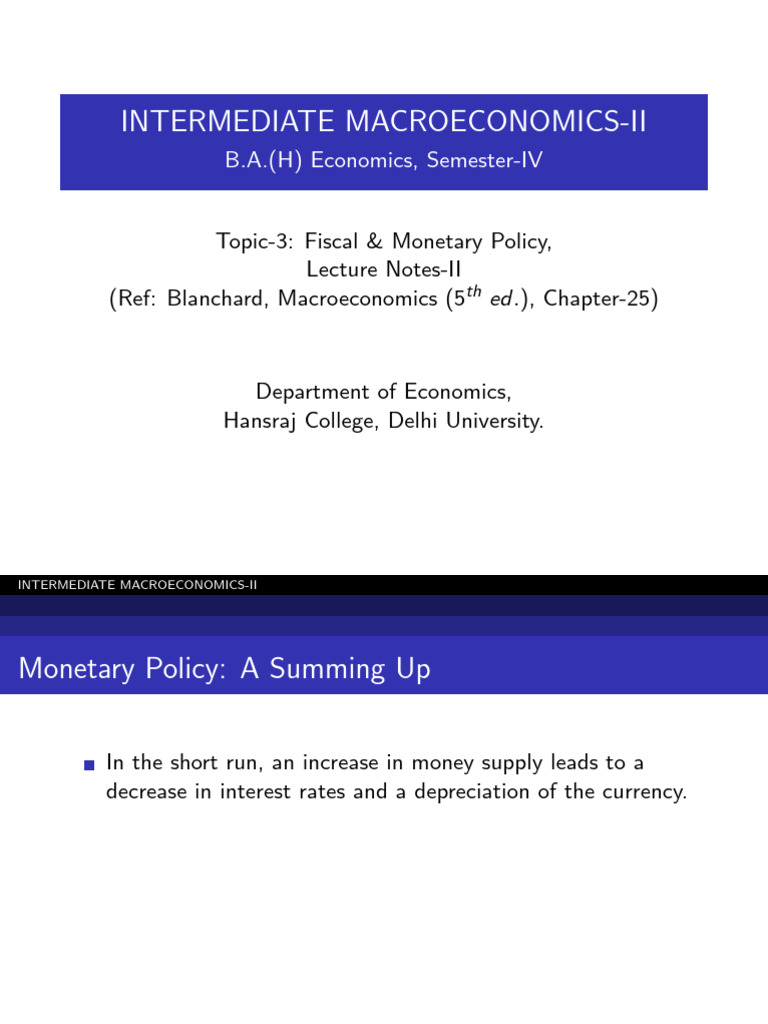 Fiscal and Monetary Policy Insights | PDF | Money Supply | Inflation
