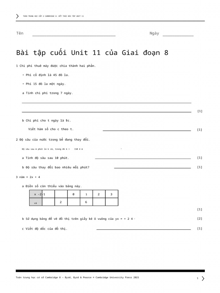 Stage 8 End of Unit 11 Worksheet | PDF