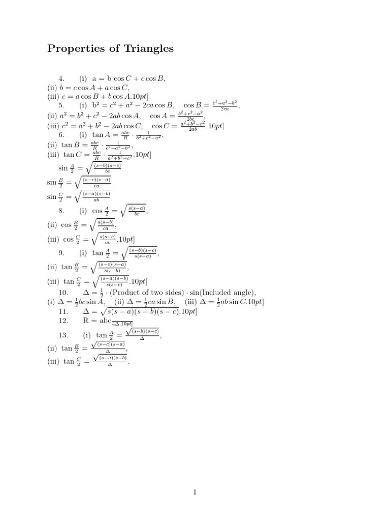 Triangle Properties and Formulas Explained | PDF