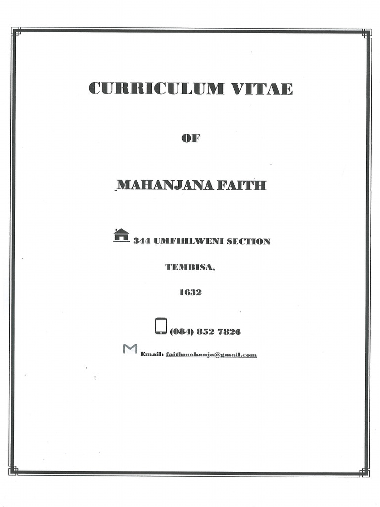 Manjana Faith CV | PDF