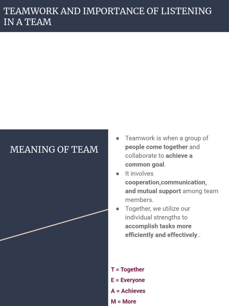 Importance of Listening in Teamwork | PDF | Collaboration | Psychology