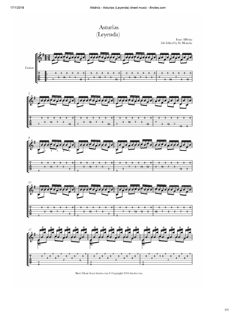 Albéniz - Asturias (Leyenda) Sheet Music - 8notes | PDF