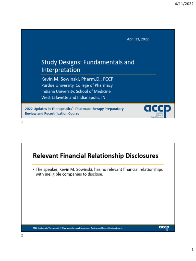 2022 Study Designs Final 2-Per | PDF | Cohort Study | Clinical Trial
