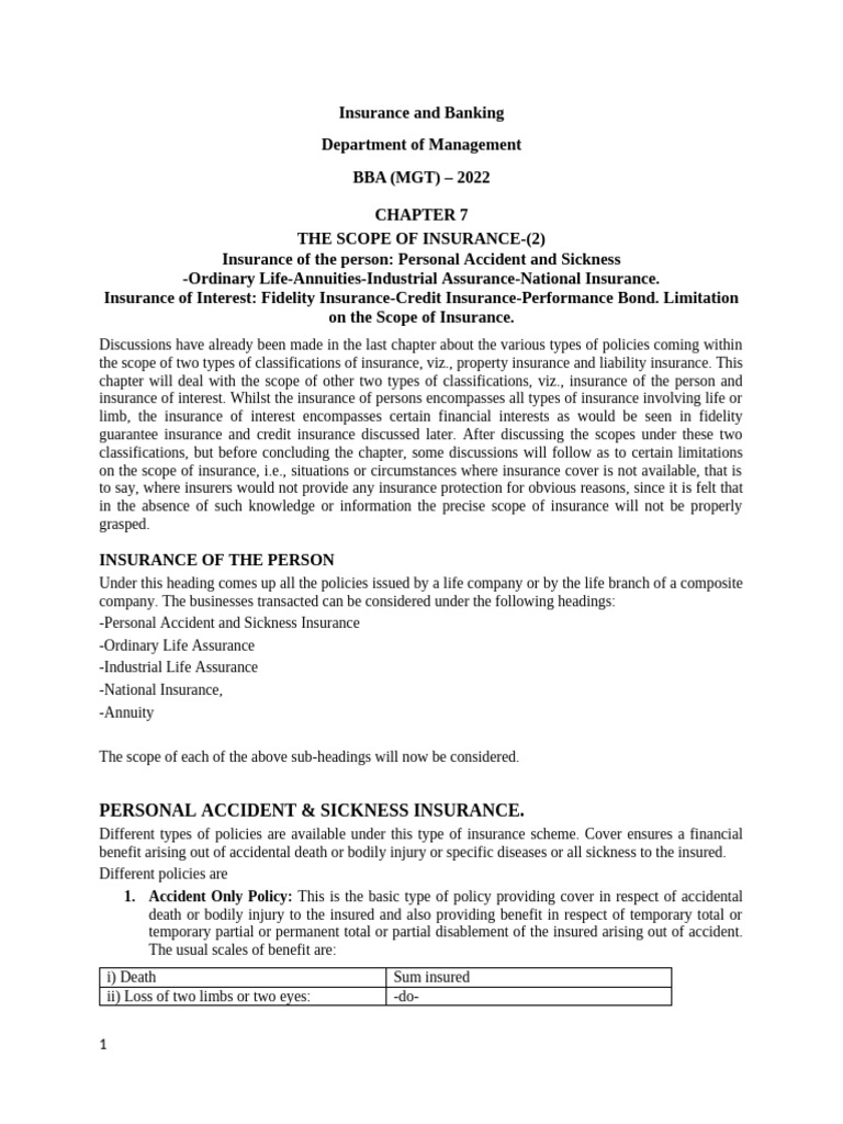 CHAPTER 7 Insurance and Banking | PDF | Life Insurance | Insurance