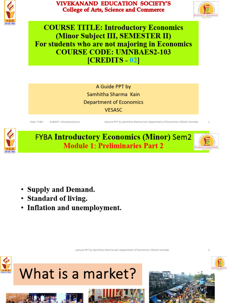 FYBA Ecnomics Minor Syllabus and Mod 1 Part 2 | PDF | Demand | Unemployment