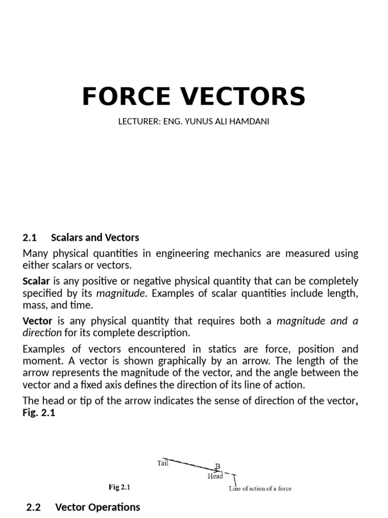 Force Vectors Lecture 2 Pdf Euclidean Vector Cartesian Coordinate System