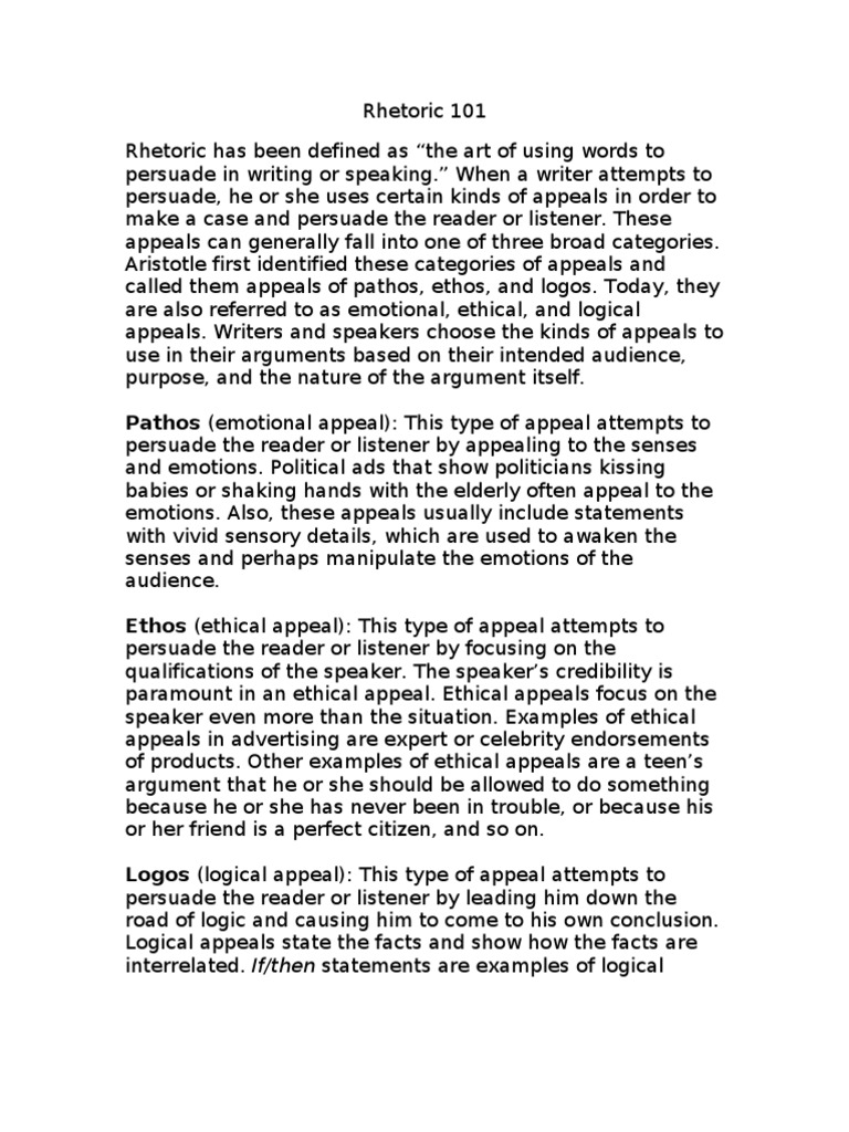 Rhetoric 101 | PDF | Rhetoric | Philosophical Theories